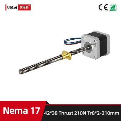 China 2-fase Nema 17 lineaire stappenmotor met 1A/1A/1.68A/1.5A stroom en aangepaste schroef Te koop