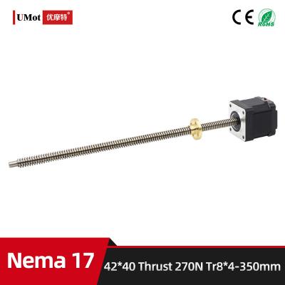 China 2-fase Nema 17 lineaire stappenmotor met 1A/1A/1.68A/1.5A stroom en aangepaste schroef Te koop
