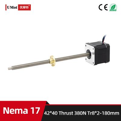 China 2-fase Nema 17 lineaire stappenmotor met 1A/1A/1.68A/1.5A stroom en aangepaste schroef Te koop