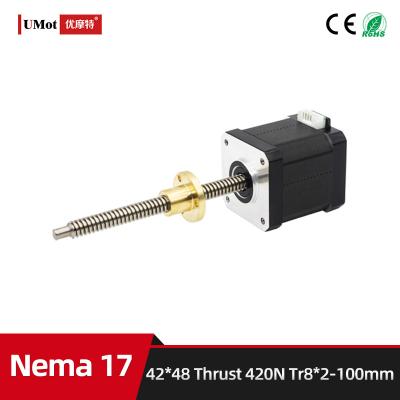 China 2-fase Nema 17 lineaire stappenmotor met 1A/1A/1.68A/1.5A stroom en aangepaste schroef Te koop