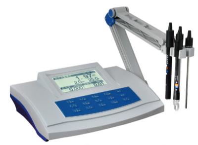 China Desktop Multiparameter Meter, pH/pX/ORP/Cond/TDS/Salinity/DO/DO saturation/Resistivity/Ion Concentration/℃ for sale