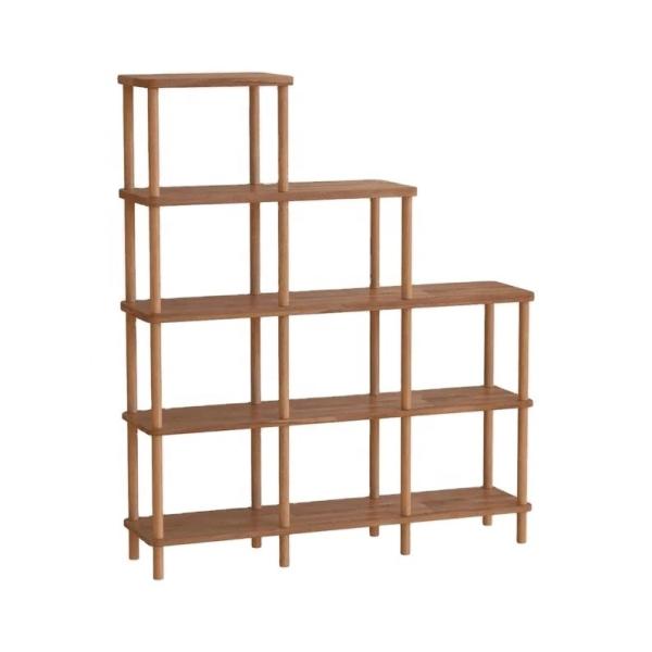 Quality Living Room Solid Wood Bookshelf Beech Wood Minimalist Wooden Bookcase with Shelves Foldable for sale