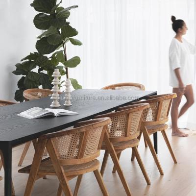 Cina Hotel Nordic In legno massello di vucca di rotino Scaletta a schiena Sedile da pranzo Soggiorno Poltrona di rotino in vendita