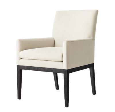 China Top Quantity Wooden Armrest Fabric Upholstered Wood Dining Chair for Modern Restaurant and Hotel for sale