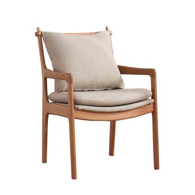 China Modern Restaurant Hotel Fabric Wooden Armrest Chair Upholstered Wood Dining Chair with Upholstery in Bulk for sale