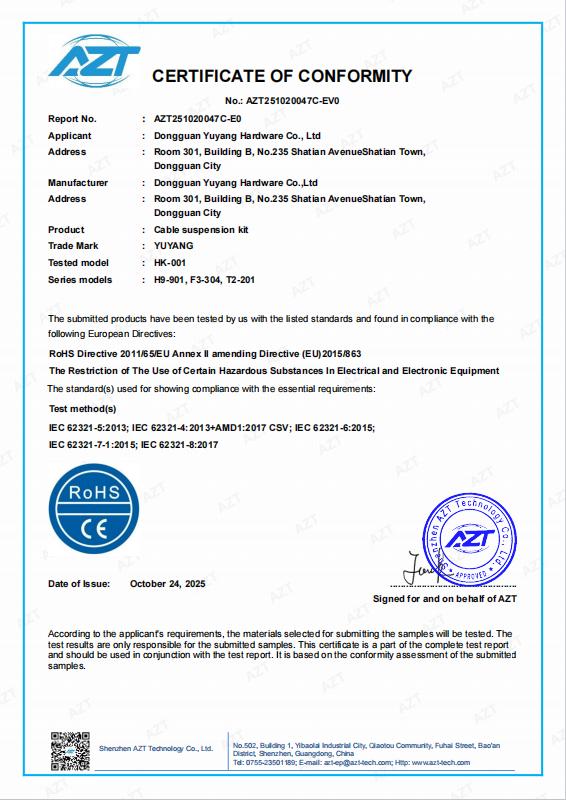 CE-ROHS - Dongguan Yuyang Hardware Co., Ltd.