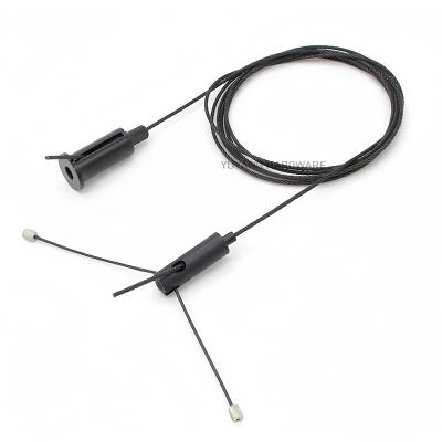 China Customzied Matte Black Cable Suspension Kits Panel Ceiling Wire Hanging Kit for sale