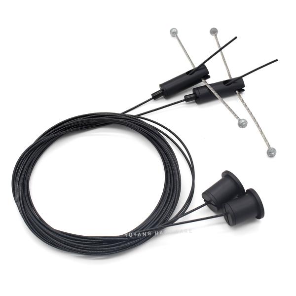 Quality Customzied Matte Black Cable Suspension Kits Panel Ceiling Wire Hanging Kit for sale