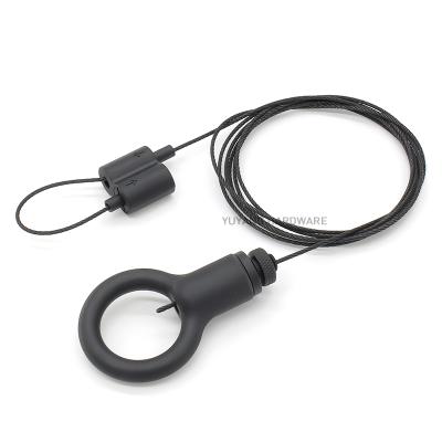 China Customize Stainless Steel Wire Rope Black Hanging Kit Adjustable Length Cable Suspension Kit With Hook for Lights for sale
