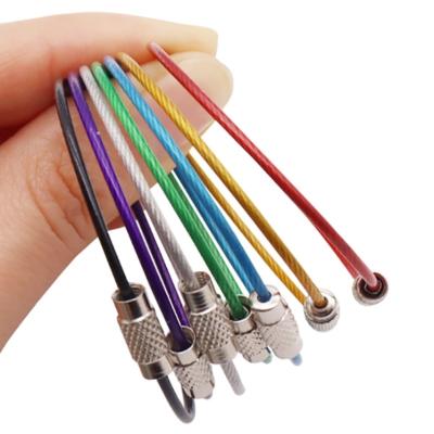 China Custom Stainless Steel Keychain Wire Rope Wire Rope Key Rings  Loop Wire Keychain for sale