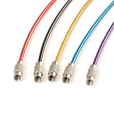 China Colorful PVC Coated Stainless Steel Cable Key Ring Wire Key Chains Safety Cable Key Ring Loop Holder for sale