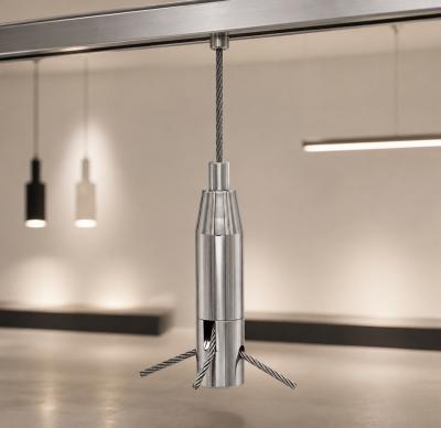 China Brass Stainless Cable Gripper 2.0mm Wire Rope 80kg Breaking Load Tested Signage Hanging Hardware for sale