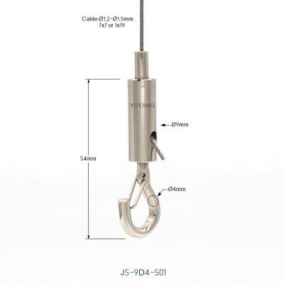 China Tool-Free Adjustable Hook Cable Gripper 9x26mm Brass with D Shape Snap Hook for sale