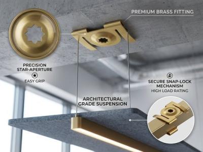 China Brushed Brass Ceiling Attachment 1/4-20 UNC Thread 30mm for Acoustic Panel Suspension for sale