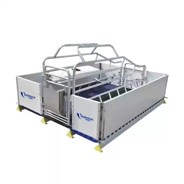 Quality European Type Pig Farm Farrowing Pen Cage Double Size Sow Bed With Hot Galvanized Steel Pipe and PVC Wall for sale