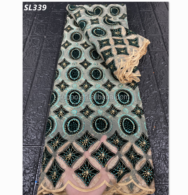 Hot selling soft tulle lace with velvet laser cut fabric tulle lace with sequins velvet fabric