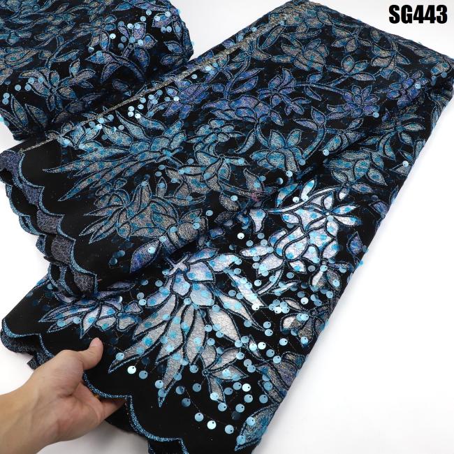 African lace fabric Unique flocking velvet lace  Ghana fabric for party
