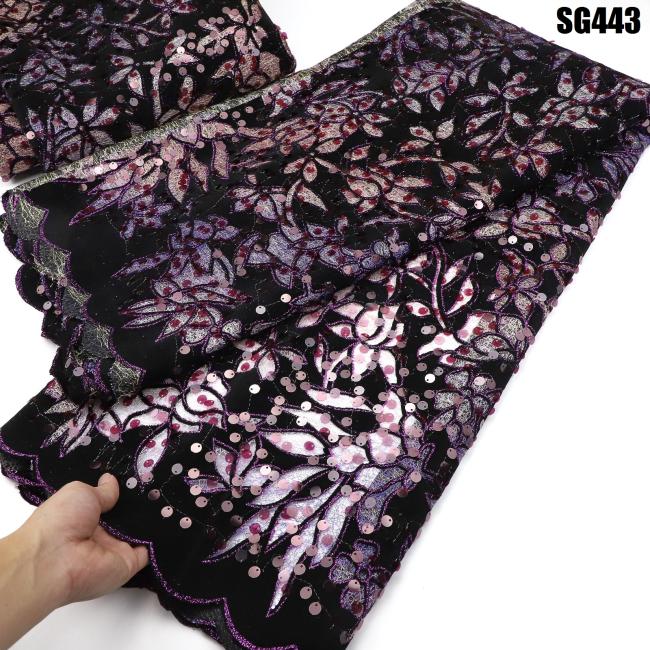African lace fabric Unique flocking velvet lace  Ghana fabric for party