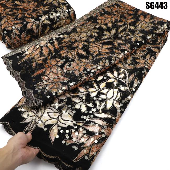African lace fabric Unique flocking velvet lace  Ghana fabric for party