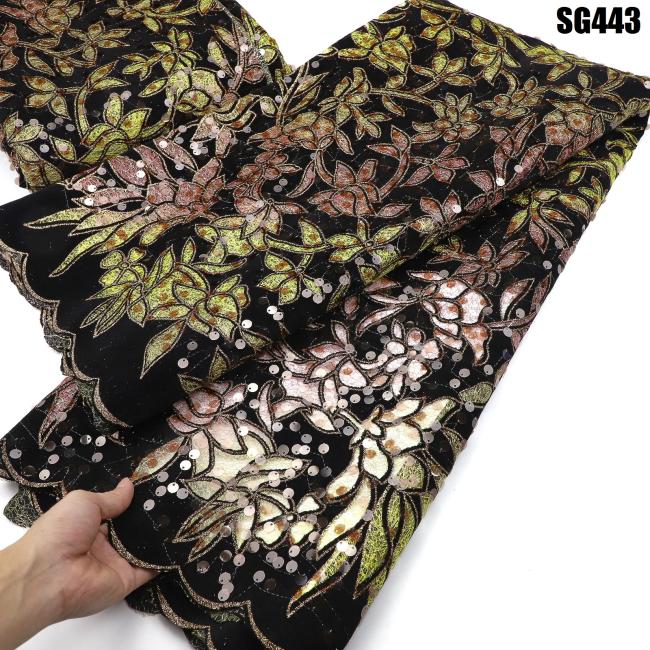African lace fabric Unique flocking velvet lace  Ghana fabric for party