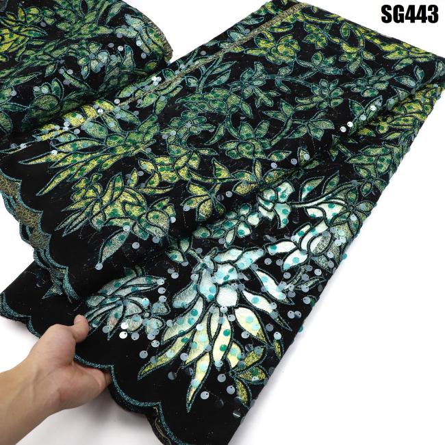 African lace fabric Unique flocking velvet lace  Ghana fabric for party