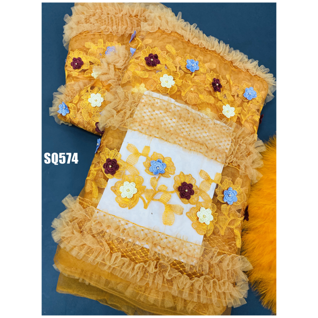 Popular Mesh 3D flowers lace embroidered applique flower net lace french lace