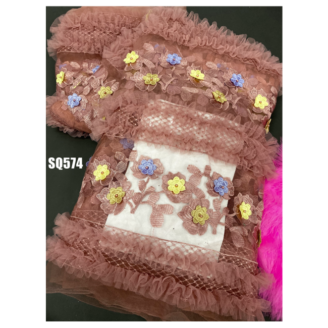 Popular Mesh 3D flowers lace embroidered applique flower net lace french lace