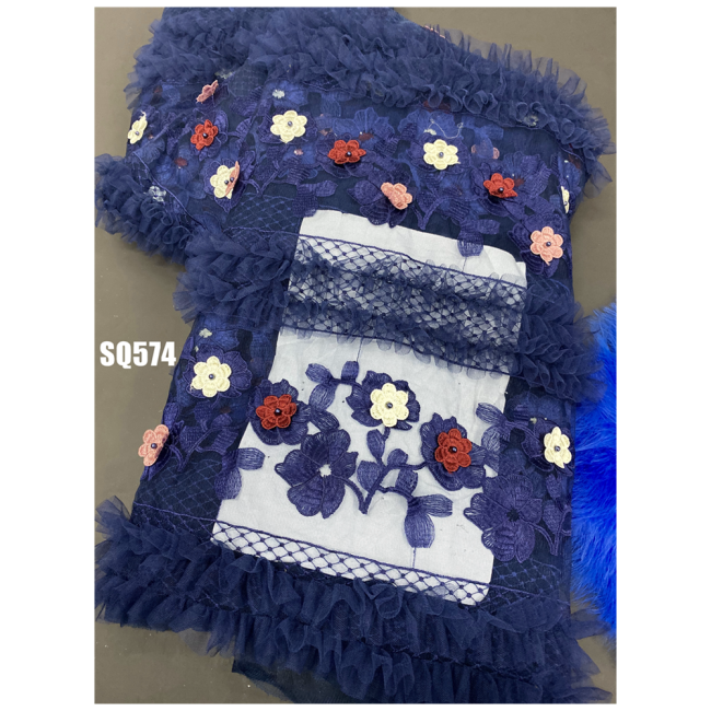 Popular Mesh 3D flowers lace embroidered applique flower net lace french lace
