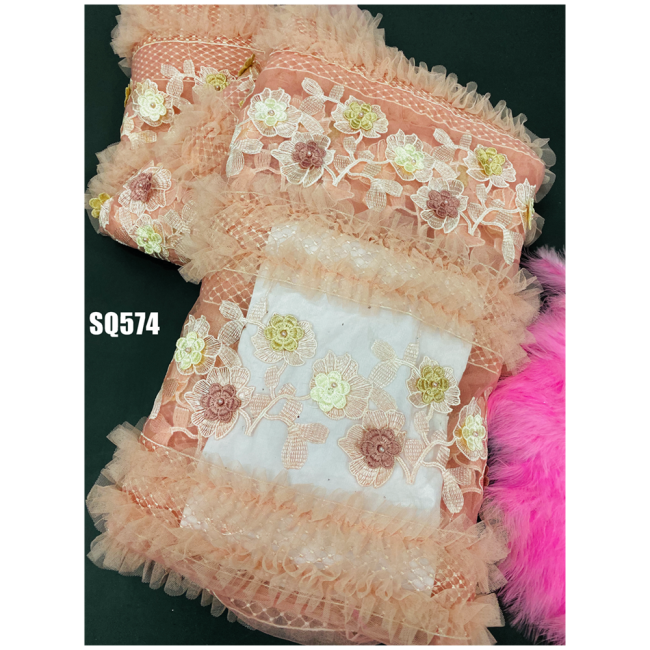 Popular Mesh 3D flowers lace embroidered applique flower net lace french lace