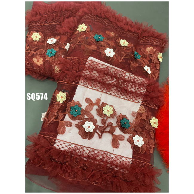 Popular Mesh 3D flowers lace embroidered applique flower net lace french lace