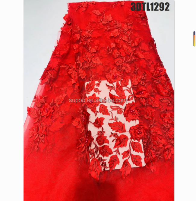 2022  Hot fashion 3D tulle lace fabric french lace fabric for weeding dress in Lagos