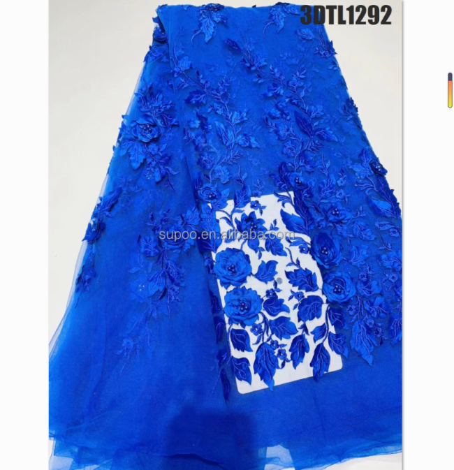 2022  Hot fashion 3D tulle lace fabric french lace fabric for weeding dress in Lagos