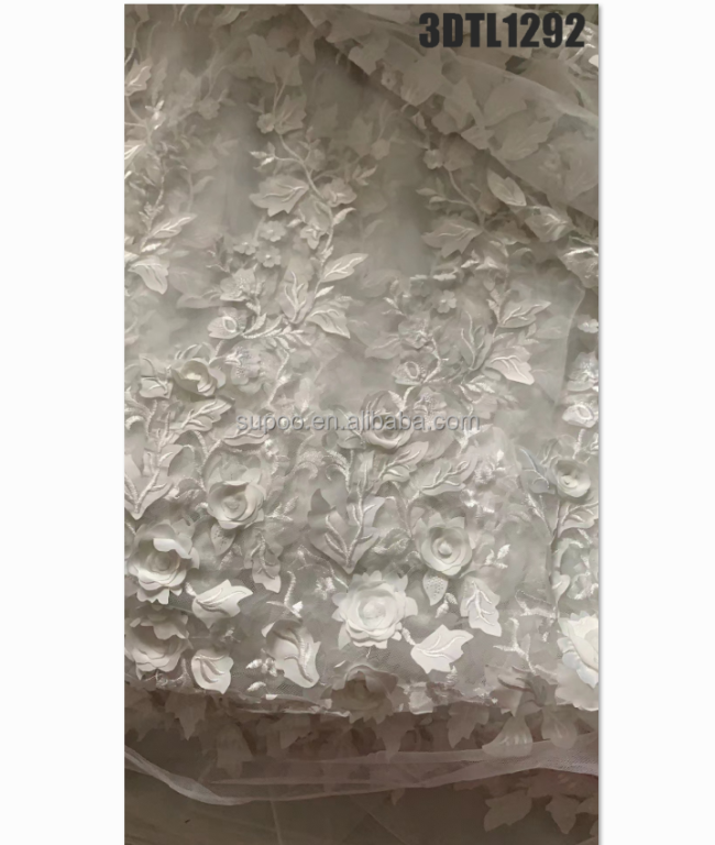 2022  Hot fashion 3D tulle lace fabric french lace fabric for weeding dress in Lagos