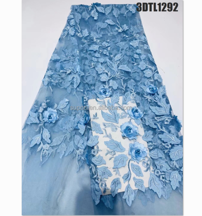 2022  Hot fashion 3D tulle lace fabric french lace fabric for weeding dress in Lagos
