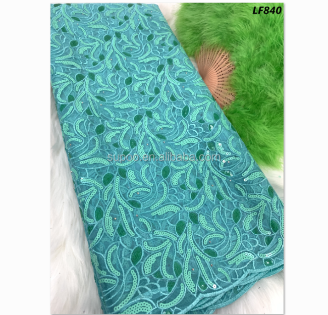 2019 Nigeria Best selling emerald green flowers embroidery sarees african tulle net lace fabric for party dress