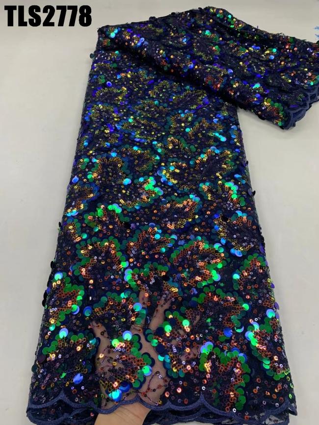 Hot selling 2023 tulle lace fabric african lace nigerian sequins lace french fabric Senegal dress for party