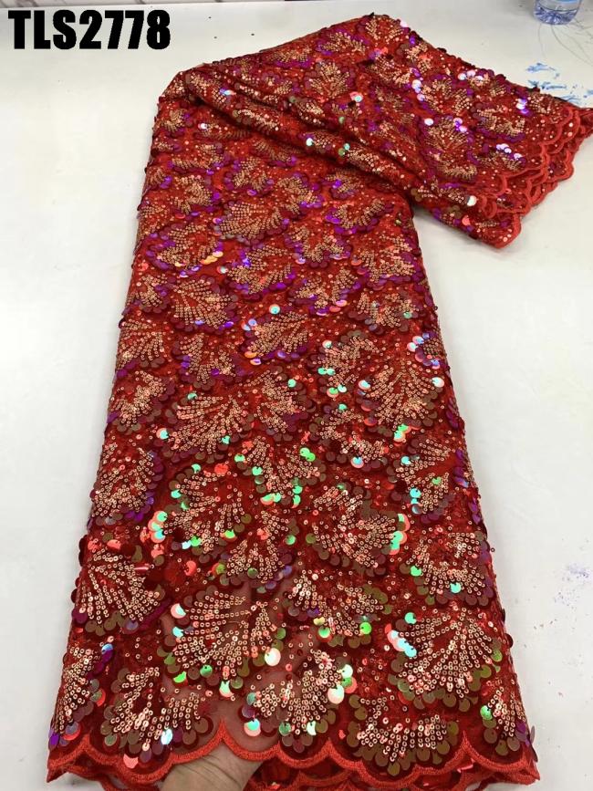 Hot selling 2023 tulle lace fabric african lace nigerian sequins lace french fabric Senegal dress for party