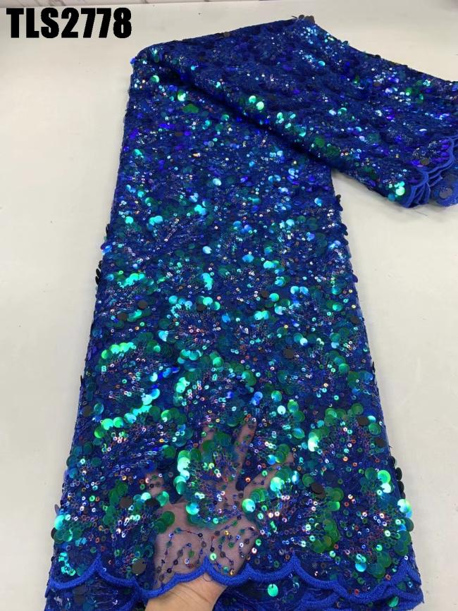 Hot selling 2023 tulle lace fabric african lace nigerian sequins lace french fabric Senegal dress for party