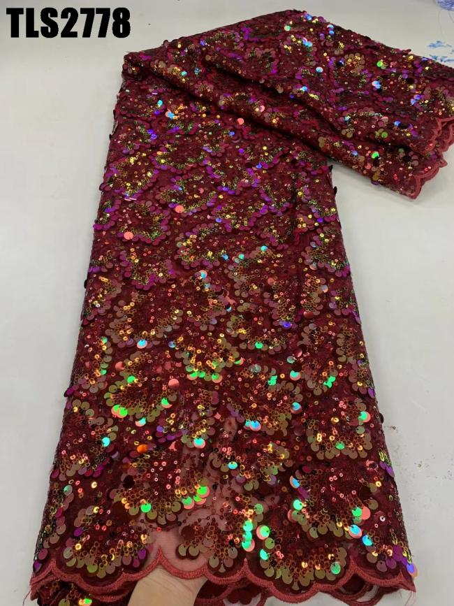 Hot selling 2023 tulle lace fabric african lace nigerian sequins lace french fabric Senegal dress for party