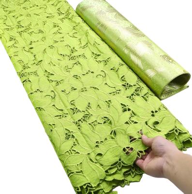 China 2023 Milk Silk Embroidered Voile Cord African Guipure Lace M with Full Sleeve Length for sale