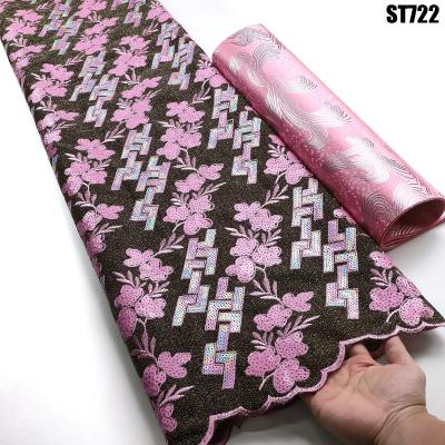 China Embroidered African French Velvet Lace Fabric for Sequins Velvet Tulle Lace Dress for sale