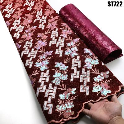 China Embroidered African French Velvet Lace Fabric for Sequins Velvet Tulle Lace Dress for sale