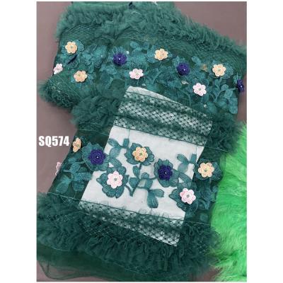 China Popular 3D Flowers Mesh French Lace Embroidered Applique for 90 Yards Customizable Color for sale