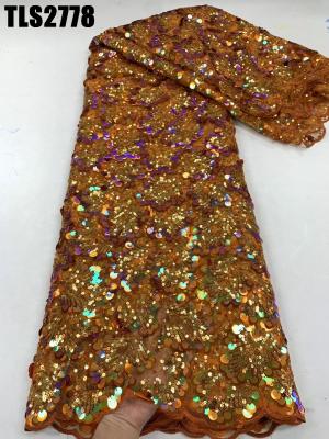 China Hot selling 2023  tulle lace fabric african lace nigerian sequins lace french fabric Senegal dress for party for sale