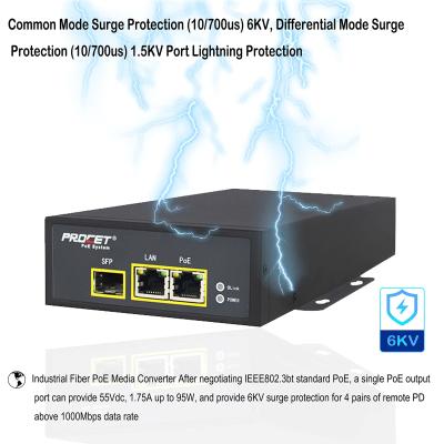 China Fiber Converter 802.3bt Poe Injector Gigabit Data Rates Metal Case Surge Protector Te koop