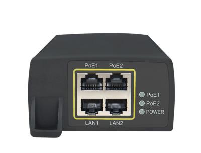China 100-240Vac Dual Port Midspan 802.3AT PoE Injector 4KV Lighting Protection for sale