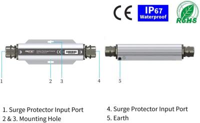 Cina 100w lega di alluminio impermeabile all'aperto Ip67 dei protettori di impulso di gigabit 10kv Poe Shell in vendita