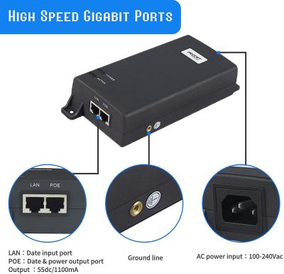 China Single Port Midspan Injector with 4 Pair PoE up to 60 Watts of Power at 55 VDC at 1.1 amp. à venda