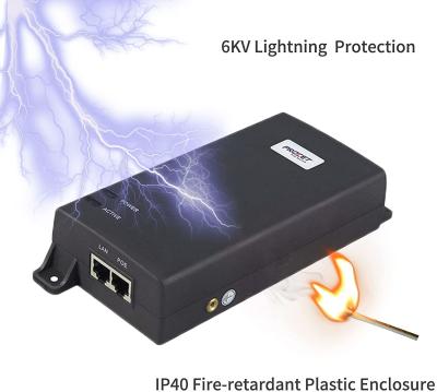 中国 60w 802.3bt Poeの注入器単一の左舷電光証拠の電源ギガビット 販売のため