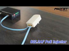 Active 802.3AF PoE Injector 48Vdc 320mA Non Condensation Wall Mounted